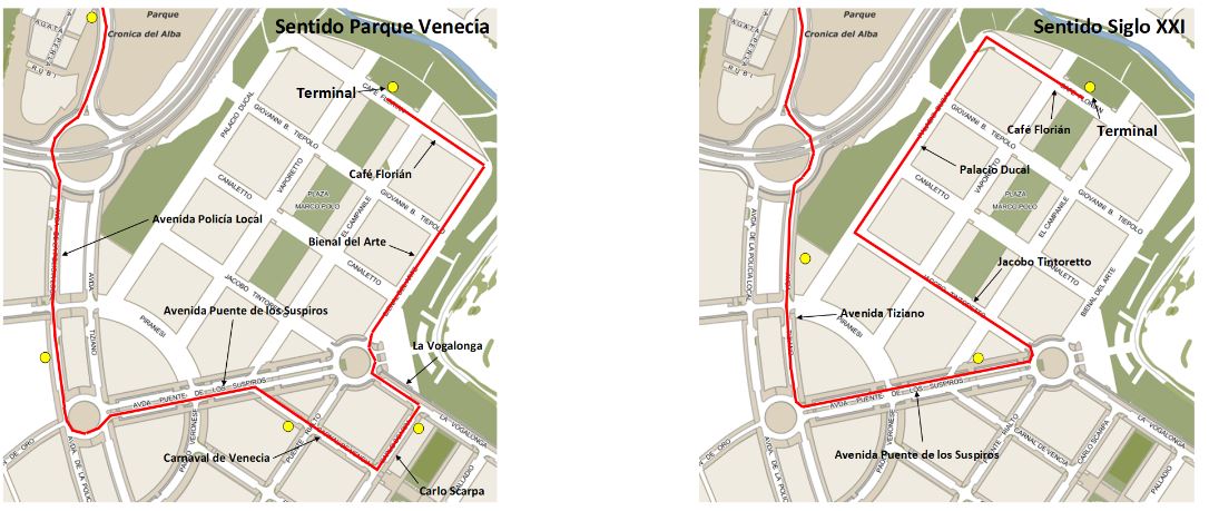 Nuevos recorridos línea 21 y 23