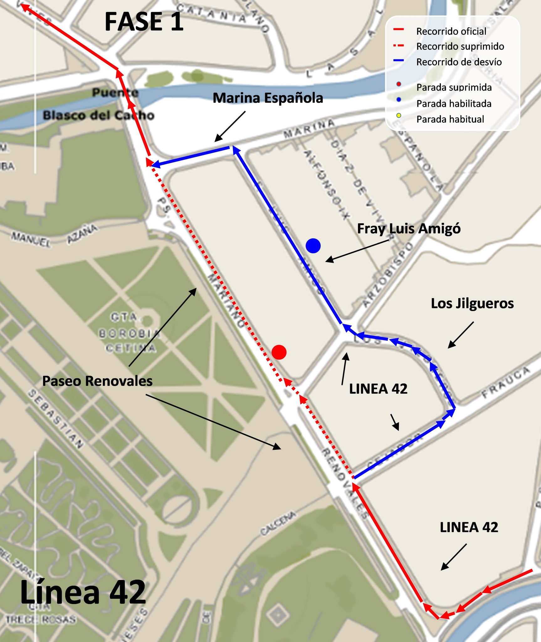 Corte de Paseo Renovales. Afecciones L42 y Ci2